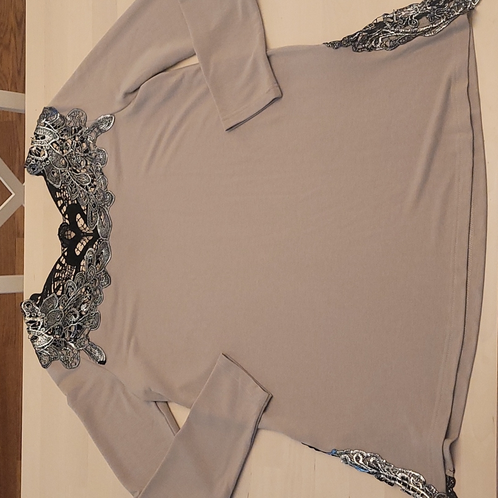 Euc Joan Boyce Metallic Lace Detailed Neutral Colored… - Gem